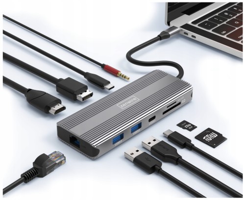 HUB USB-C 10w1 Display Port 1.4 HDMI 2.1 8K 4K 120Hz 60Hz Full HD 144Hz ...